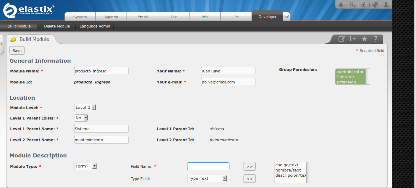 Elastix Developer addon – Desarrollo de formulario para ingreso de ...